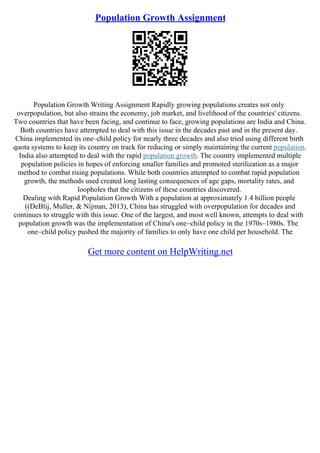 Population Explosion Essay | PDF