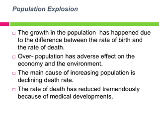 Population Explosion | PPTX | Environment | Science