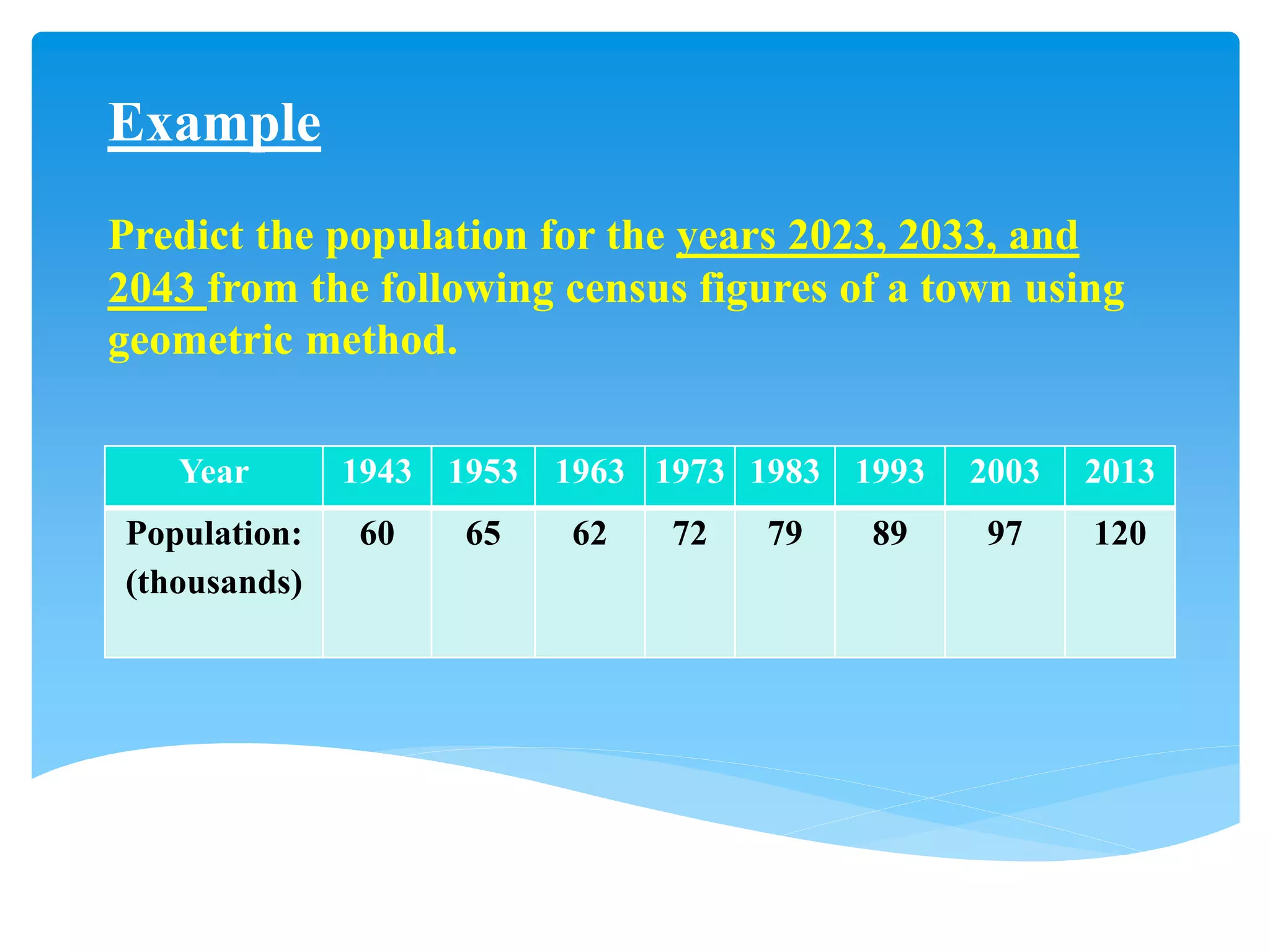Population forecast geometric method | PPTX