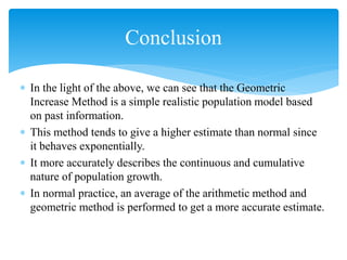 Population forecast geometric method | PPTX