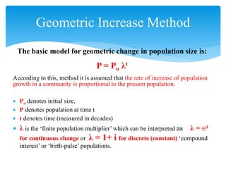 Population forecast geometric method | PPTX