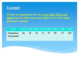 Population forecast geometric method | PPTX