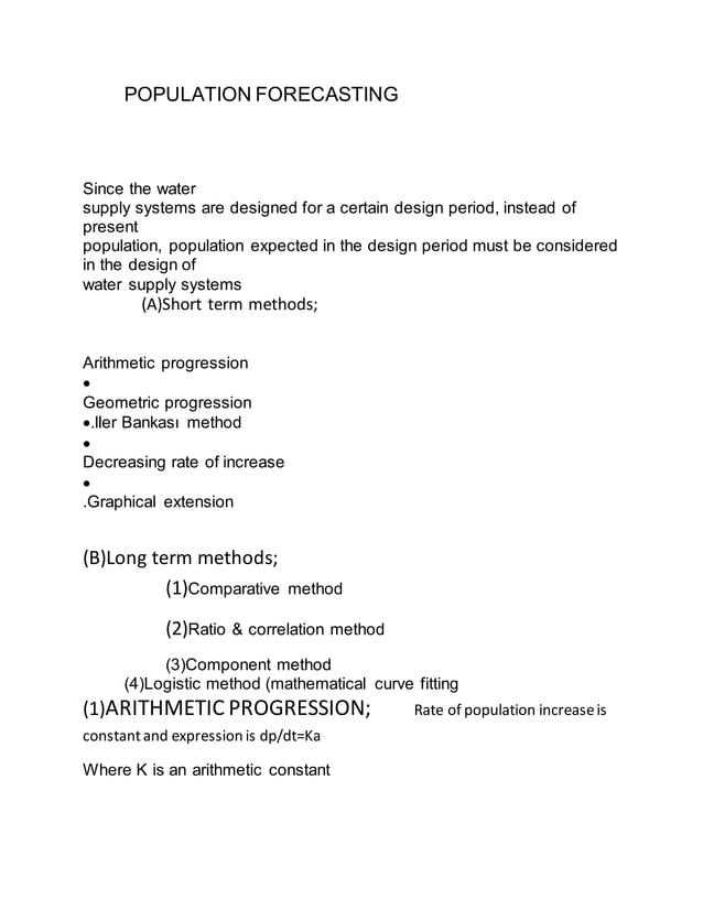 Population forecasting | DOCX | Physics | Science