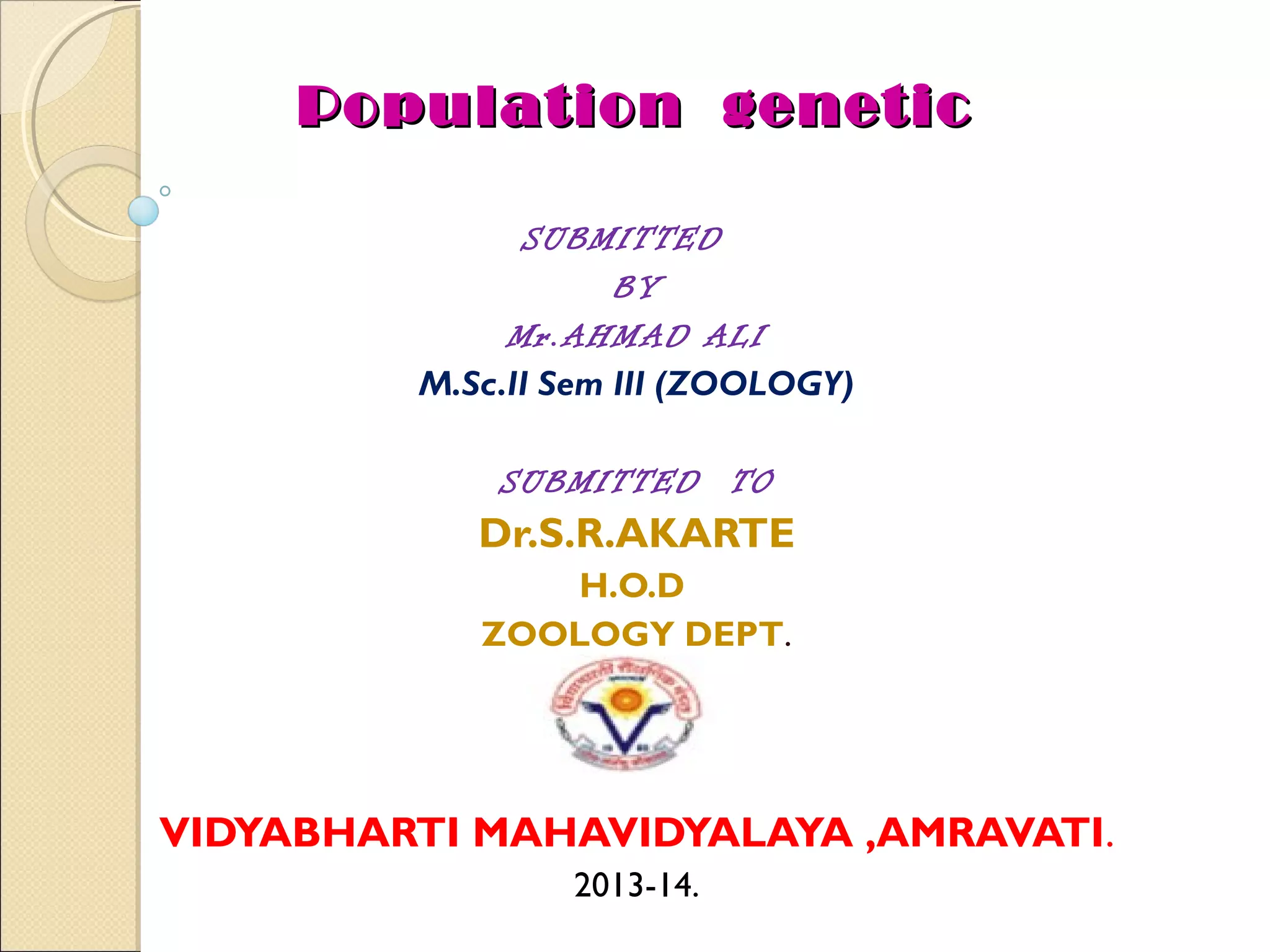 Population genetic ppt | PPT