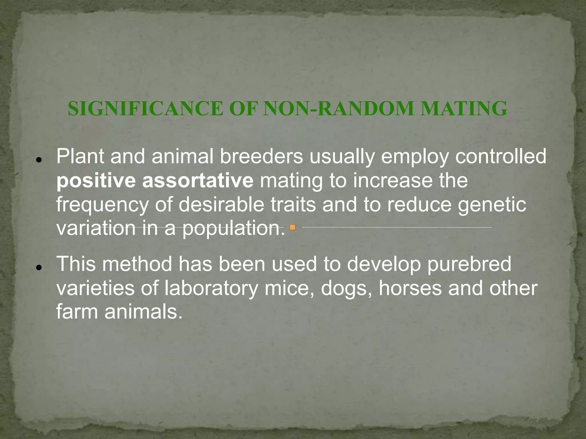 Population genetics-hardy weinberg equilibrium and non random matting | PPT