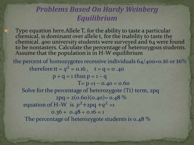 Population genetics-hardy weinberg equilibrium and non random matting | PPT