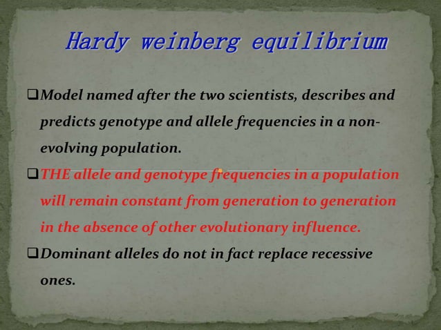 Population genetics-hardy weinberg equilibrium and non random matting | PPT
