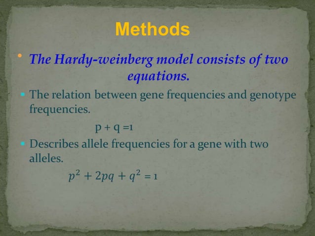 Population genetics-hardy weinberg equilibrium and non random matting | PPT