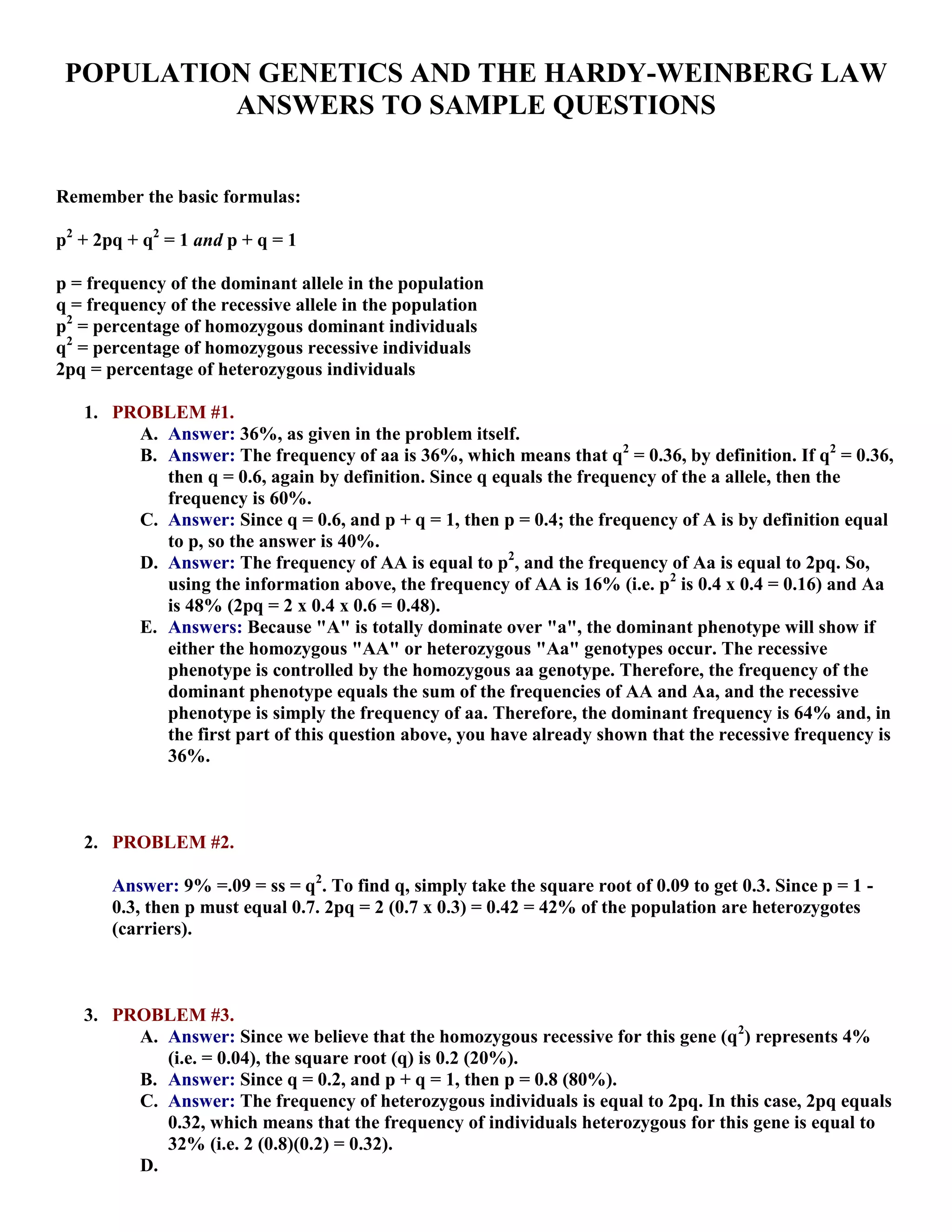 Population genetics and the hardy just answers | PDF