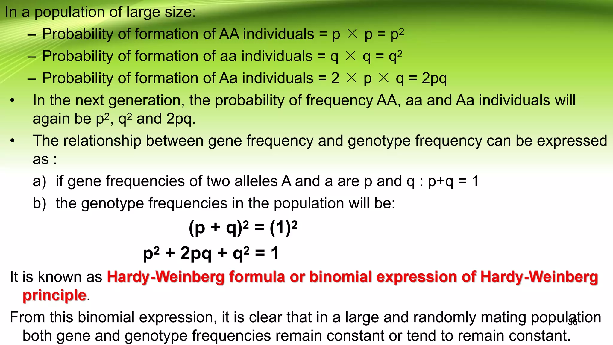 Population Genetics & Hardy - Weinberg Principle.pdf | Genetics | Science