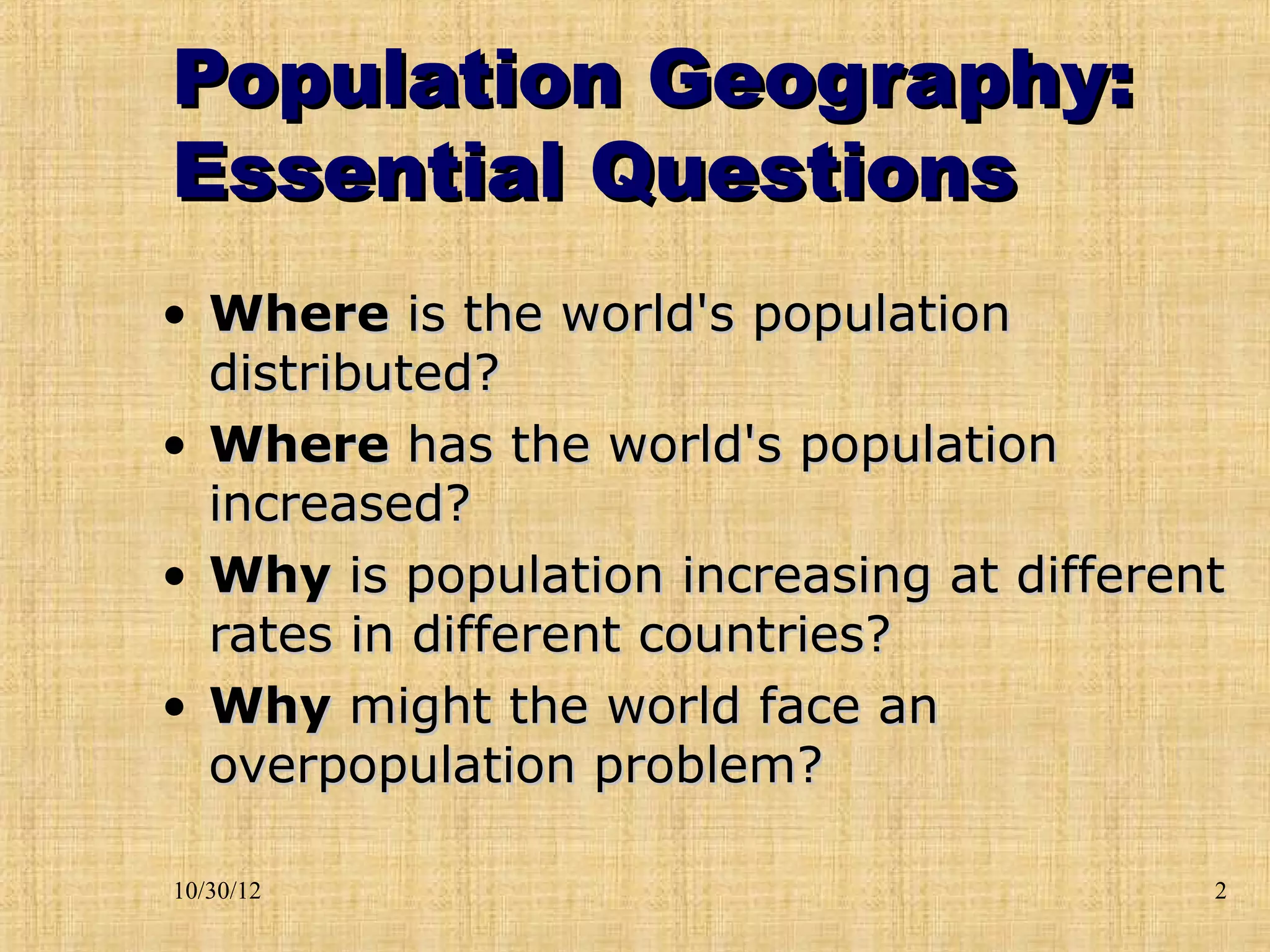 Population Geography | PPT