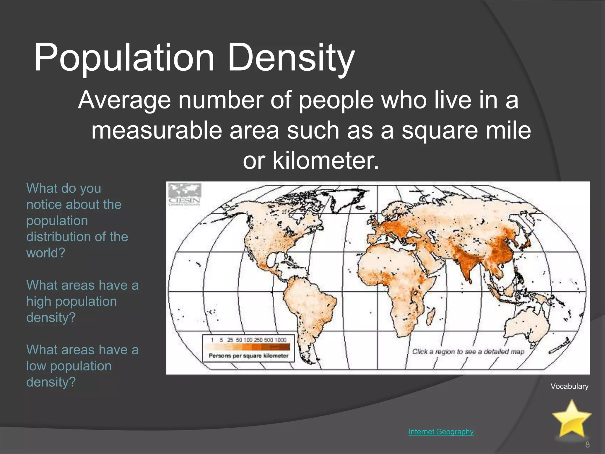 Population geography vocabulary | PPTX