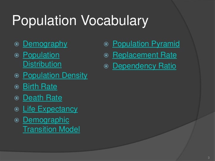 Population geography vocabulary