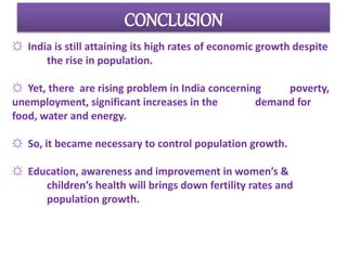 Population growth and economic development in india | PPTX