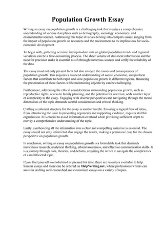 Population Growth Essay | PDF