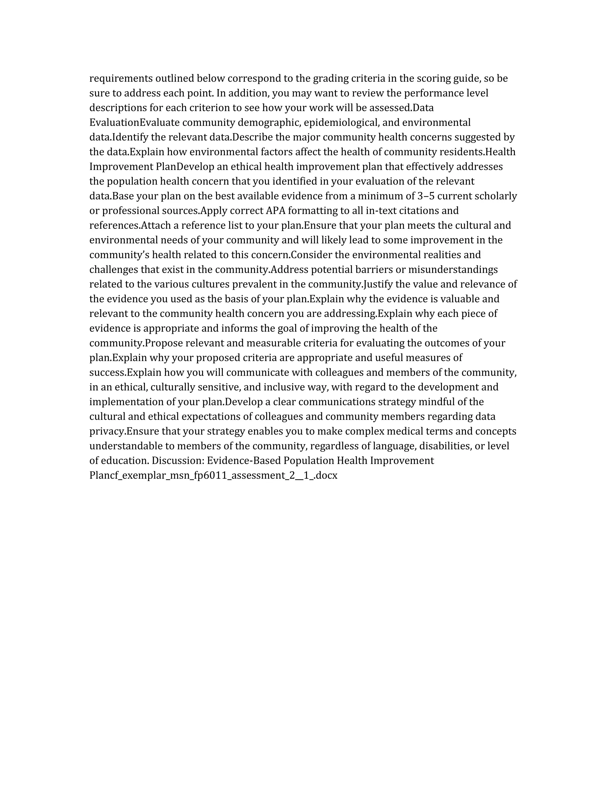 Population health improvement plan.docx