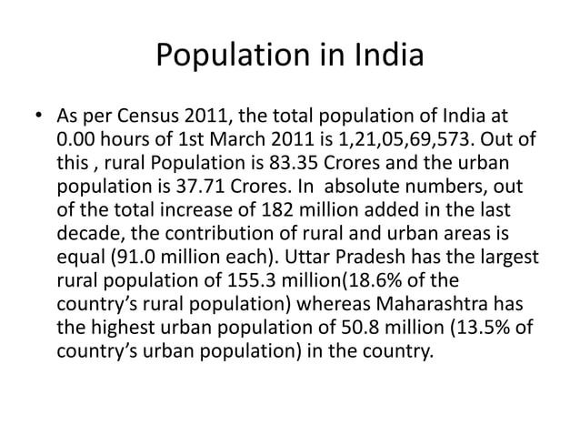Population in india – census 2011 | PPTX