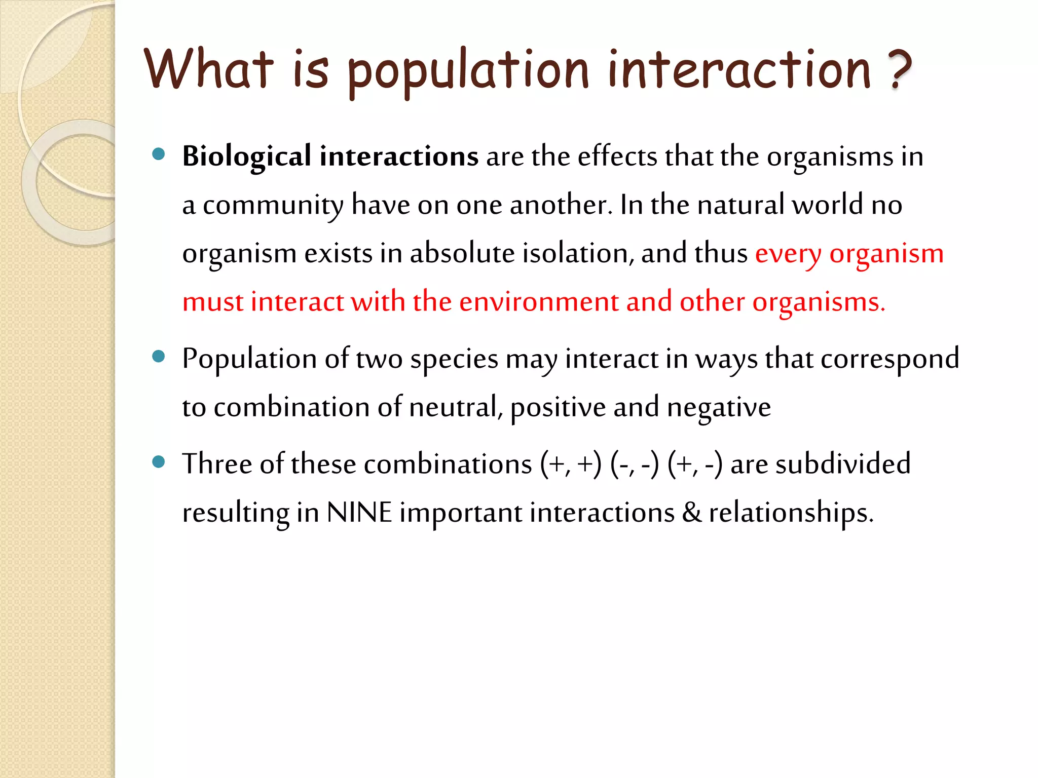 Population interaction and their Types. | PPTX