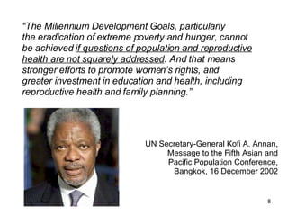Millenium Development Goals & Population | PPT