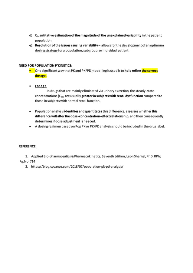 Population pharmacokinetics | DOCX