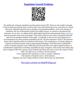 Population Problems Essay | PDF