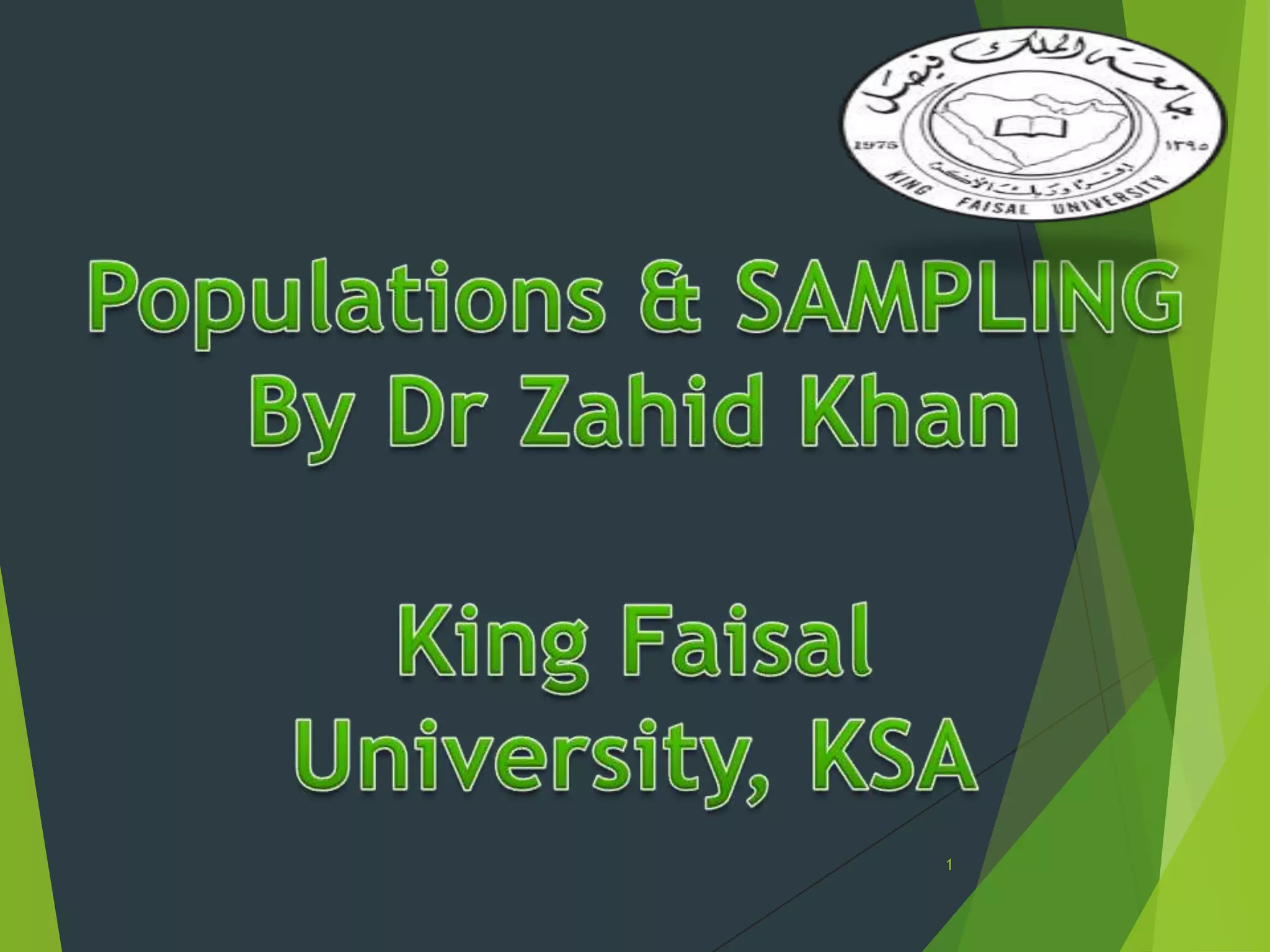 Population & sample lecture 04 | PPTX