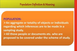 Population & Sampling by Dr. Neha Deo | PPTX | Science