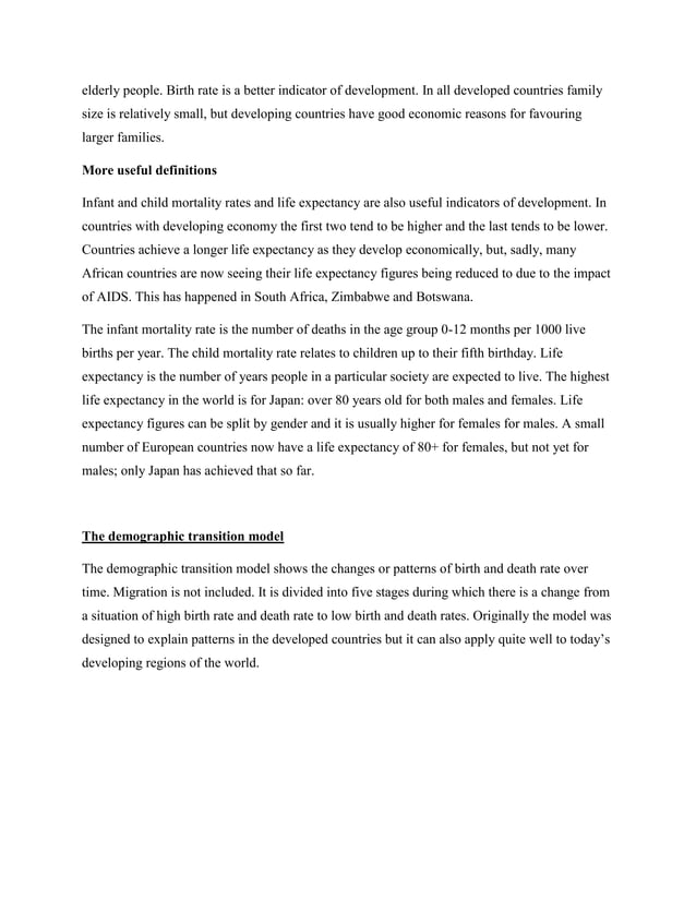 CSEC Human Geography- Population , Urbanization and Migration | PDF