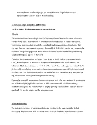 CSEC Human Geography- Population , Urbanization and Migration | PDF