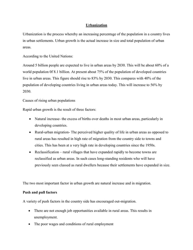 CSEC Human Geography- Population , Urbanization and Migration | PDF