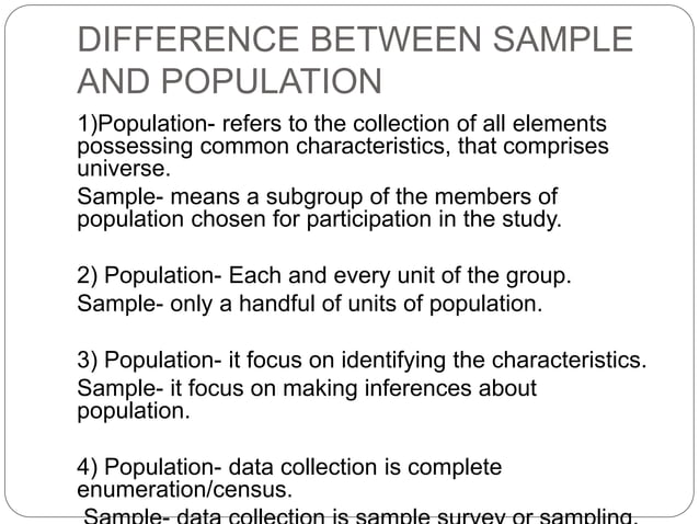 Population vs sample | PPTX | Physics | Science