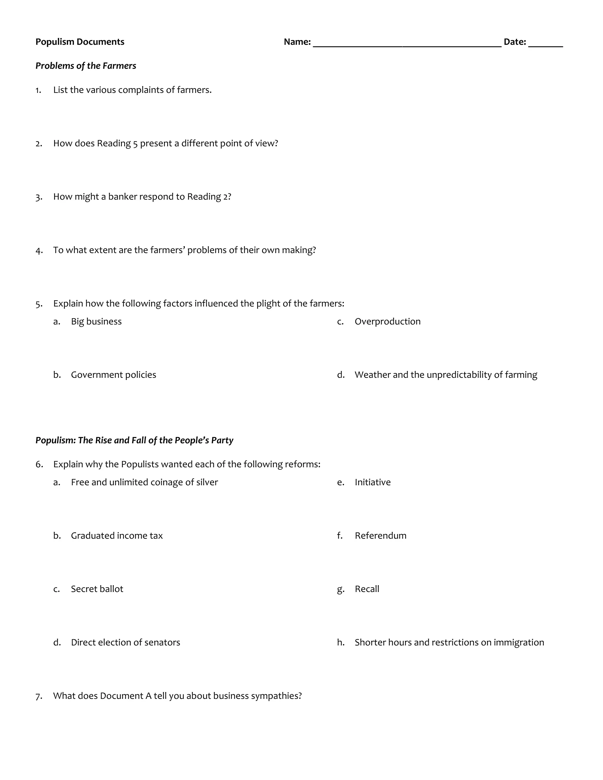 Populism documents worksheet_4 | PDF