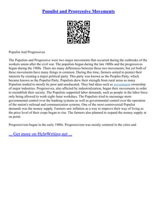 Populist And Progressive Movements | PDF