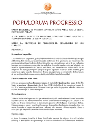 Populorum progressio | PDF