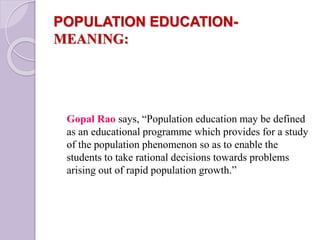 Population Education Definition