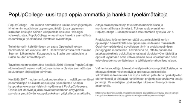 PopUpCollege palvelupolku | PPT