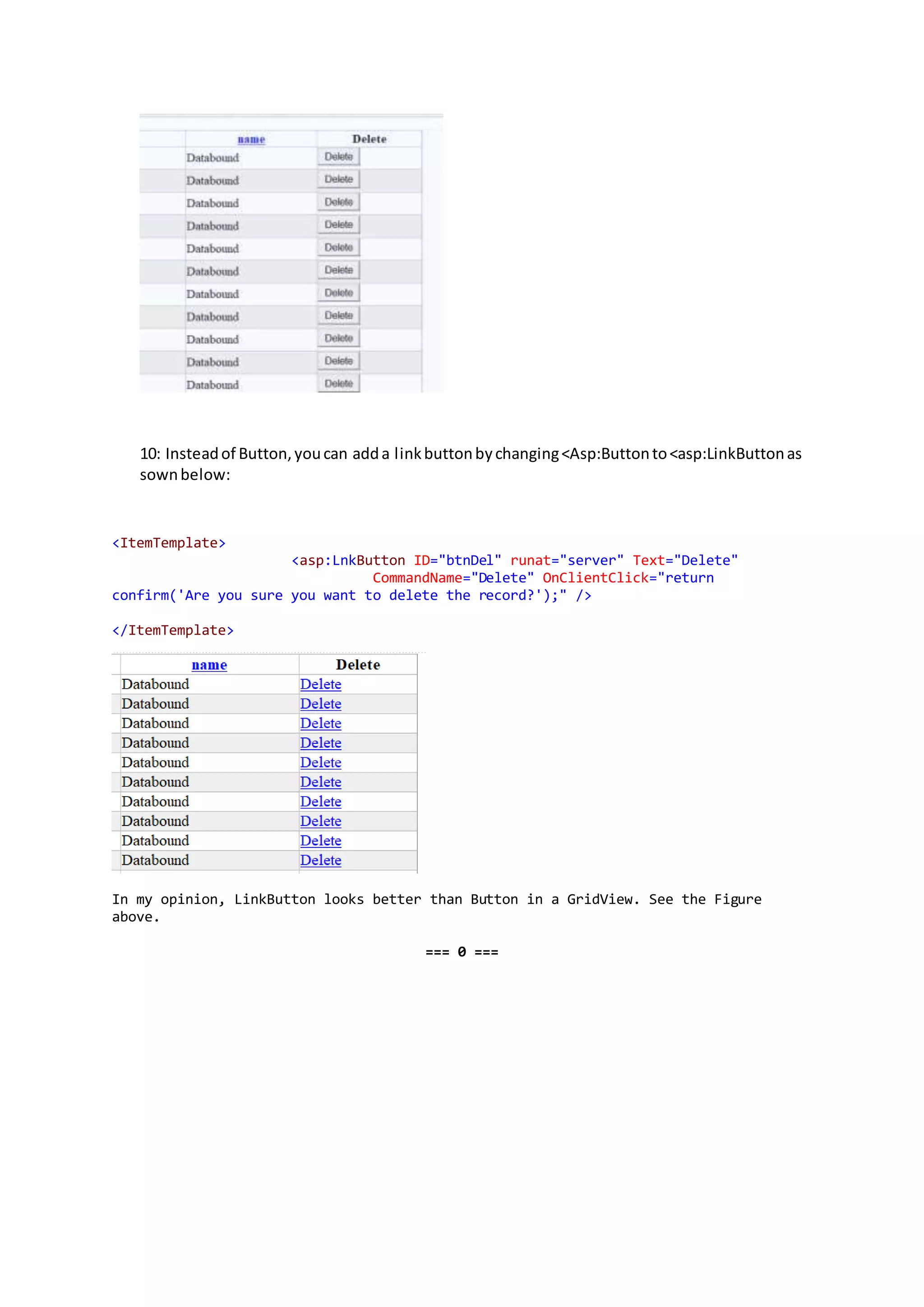 Popup confirmation for Delete Button in GridView | DOCX
