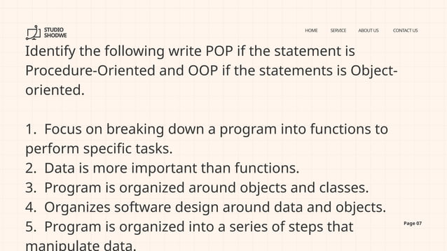 Procedural-Oriented Programming (POP) vs OOP | PPT