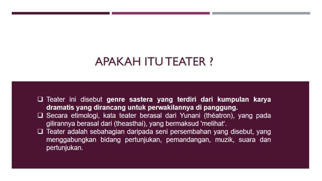 Teater Dalam Seni Persembahan | PPT