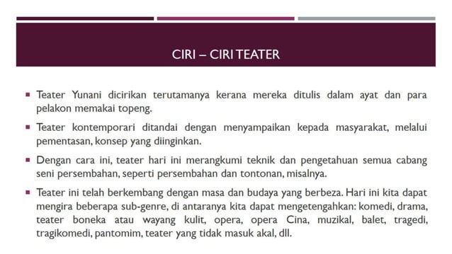 Teater Dalam Seni Persembahan | PPT