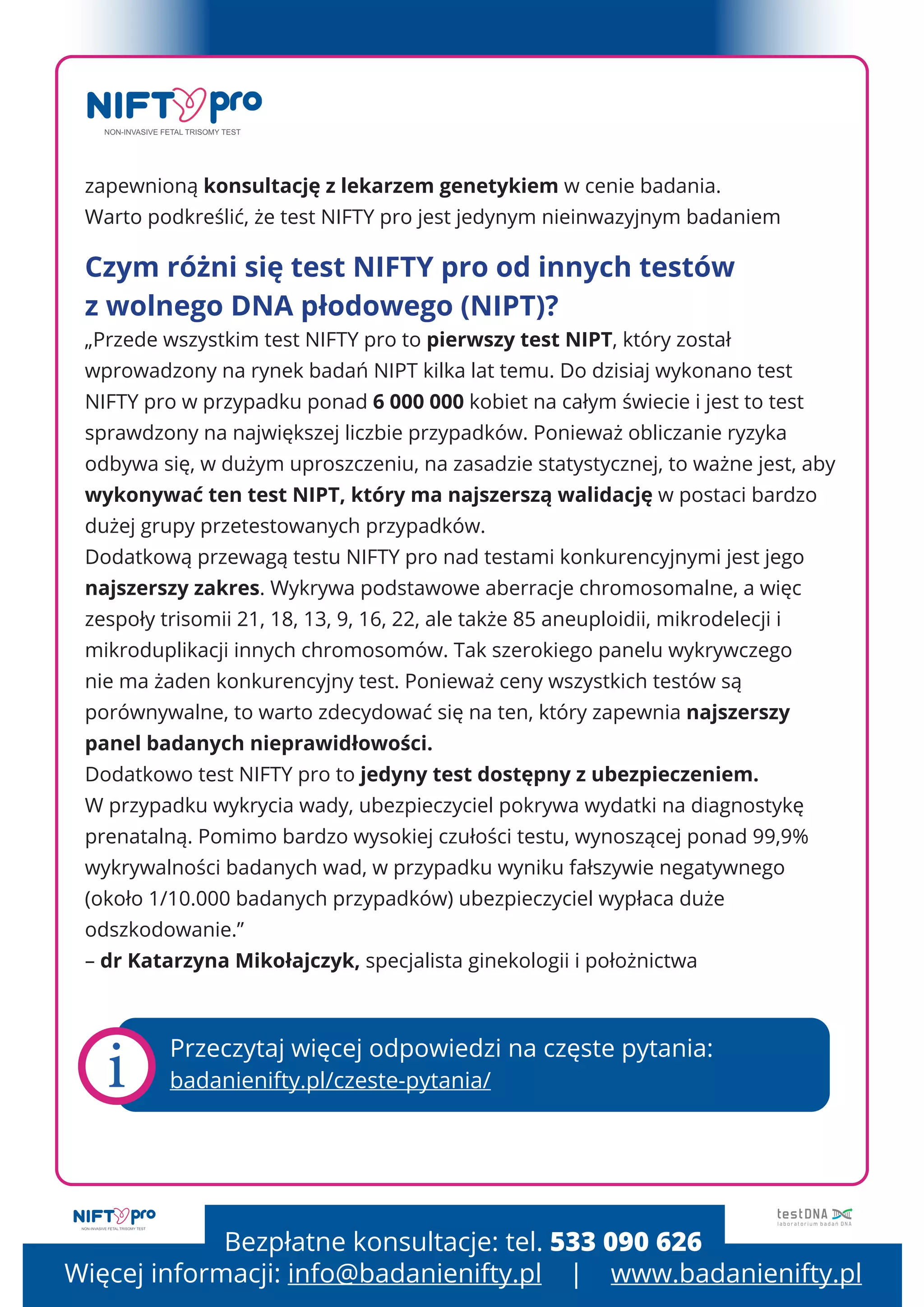 Informacje o badaniu NIFTY pro | PDF