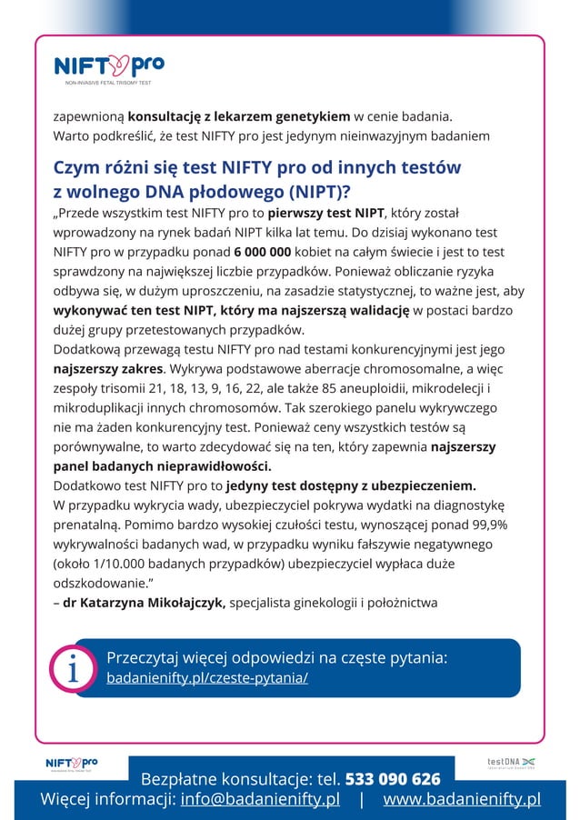 Informacje o badaniu NIFTY pro | PDF