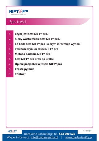 Informacje o badaniu NIFTY pro | PDF