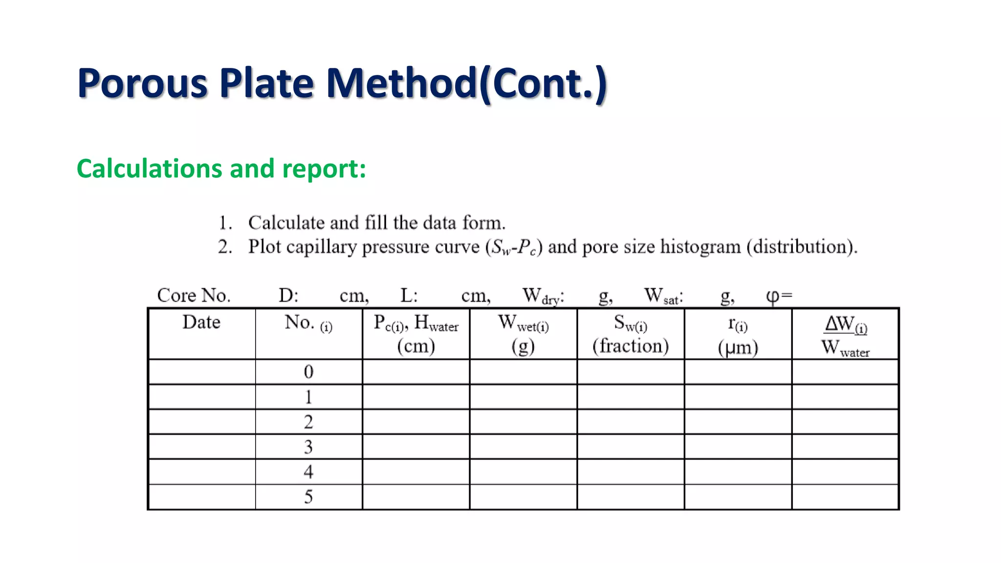 Capillary Pressure Measurement Using Porous Plate | PPTX