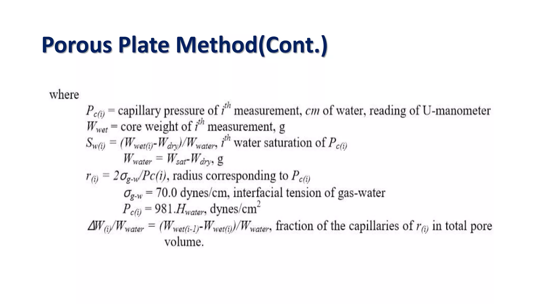 Capillary Pressure Measurement Using Porous Plate | PPTX