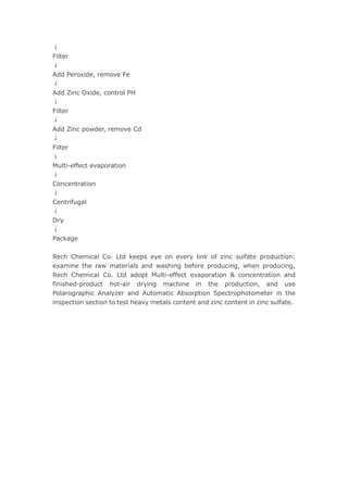 Porduction process of feed grade zinc sulfate monohydrate in ...