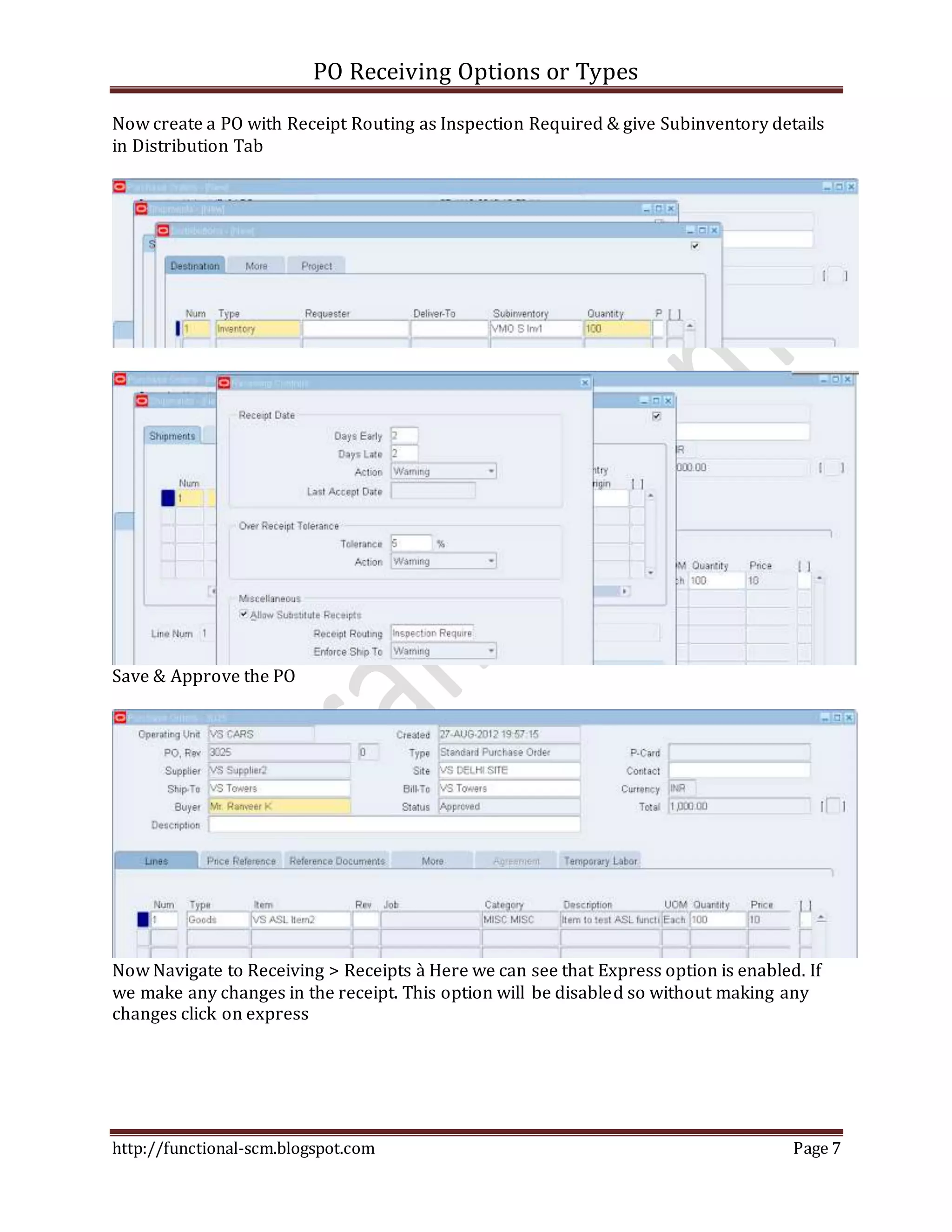 Purchase (PO) Receiving Options or Types | PDF
