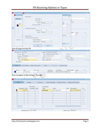 Purchase (PO) Receiving Options or Types | DOCX
