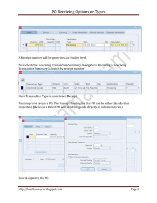 Purchase (PO) Receiving Options or Types | DOCX