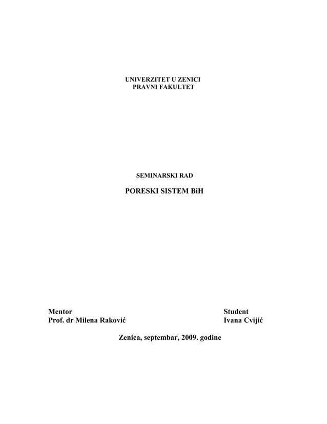 Poreski sistem bih ij | DOC